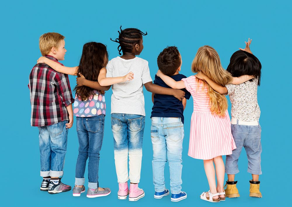 Group children standing and huddle | Premium Photo - rawpixel