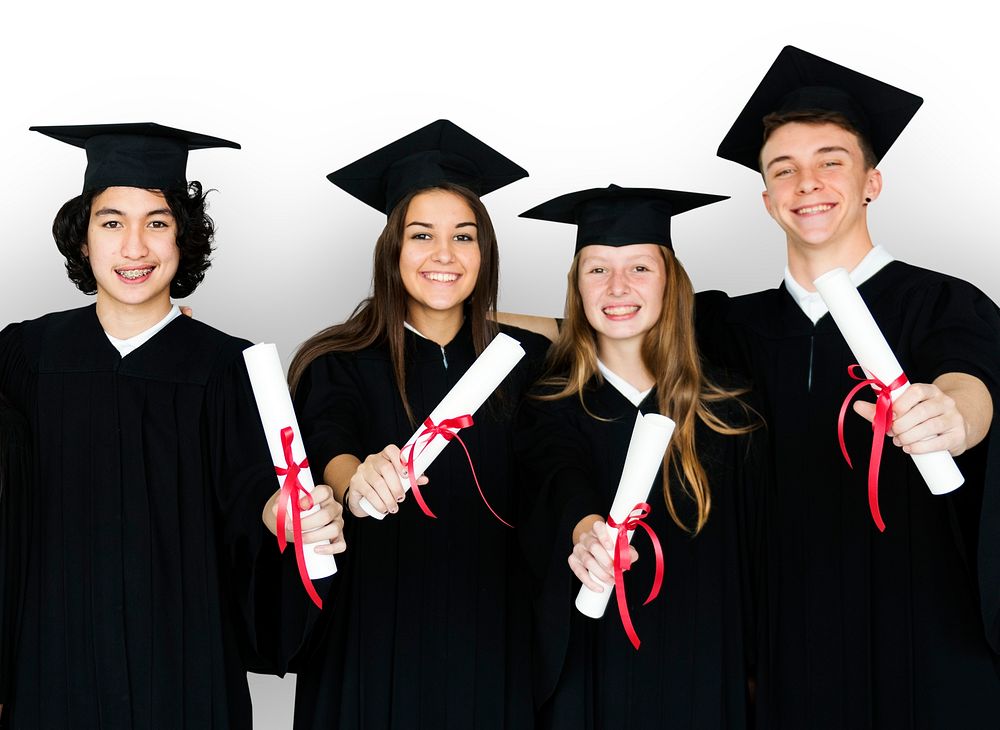 Diverse Group Students Holding Diploma | Premium Photo - rawpixel