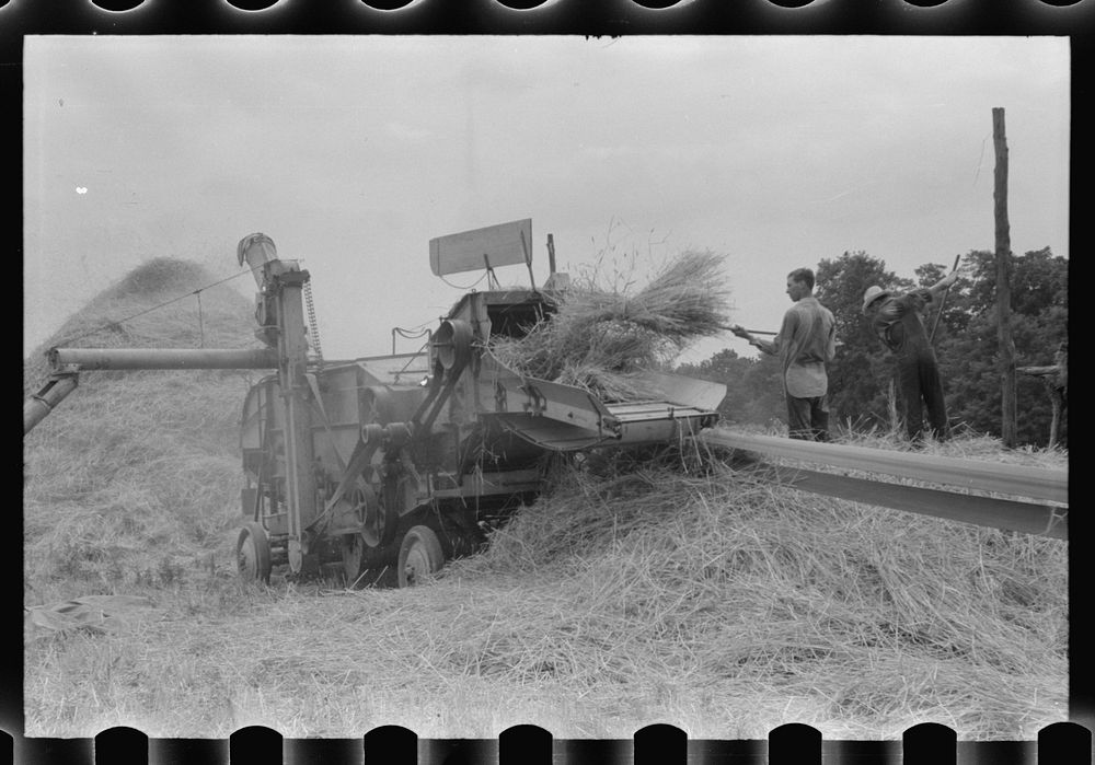 Threshing wheat farm Oldham County, | Free Photo - rawpixel