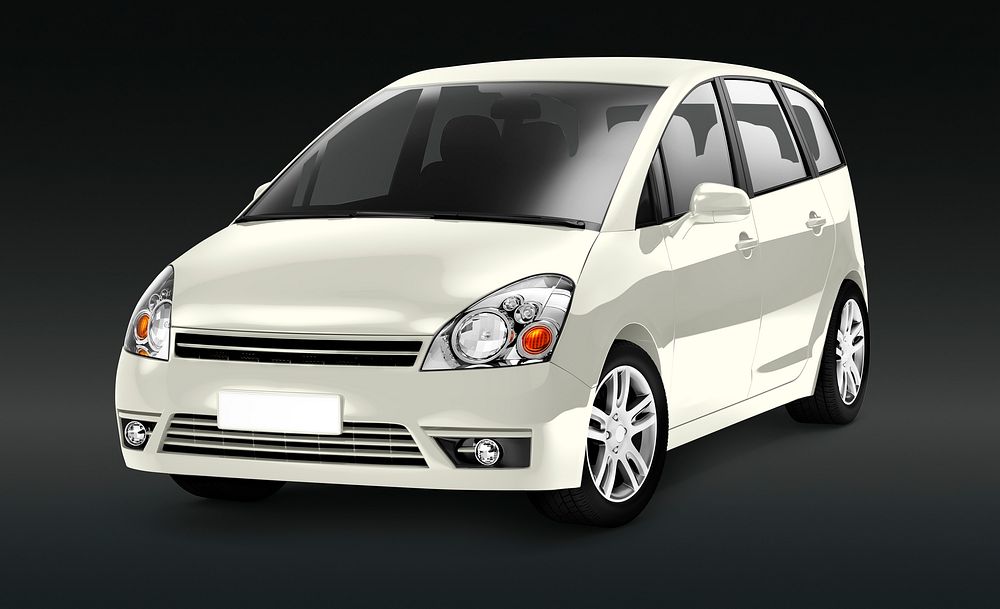 Side view ivory minivan 3D | Premium PSD - rawpixel