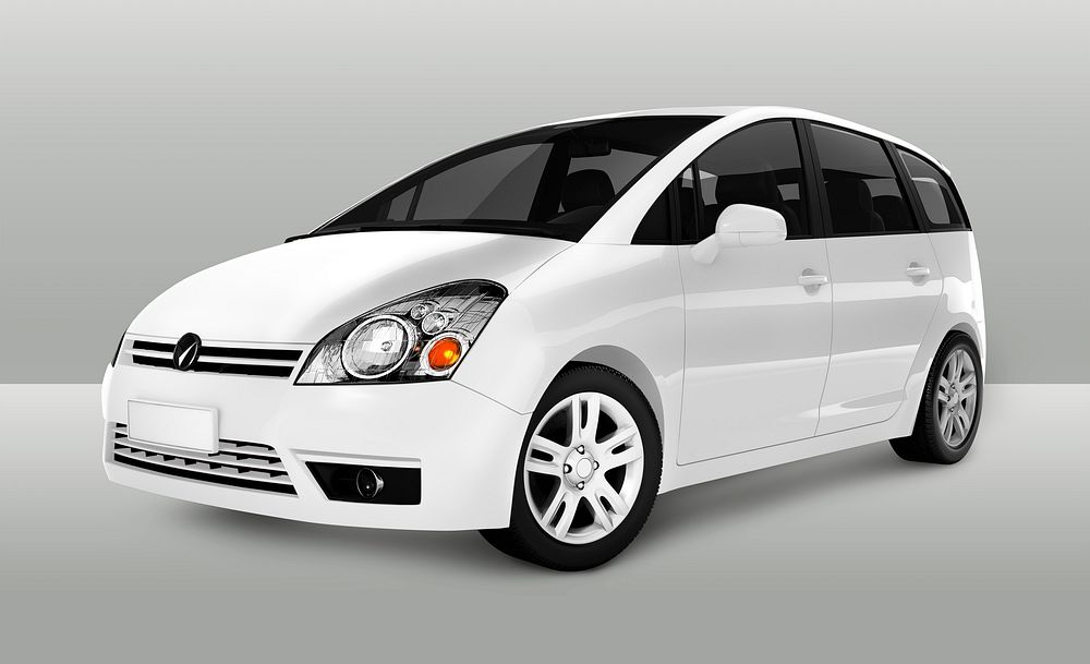 Side view white minivan 3D | Premium PSD - rawpixel