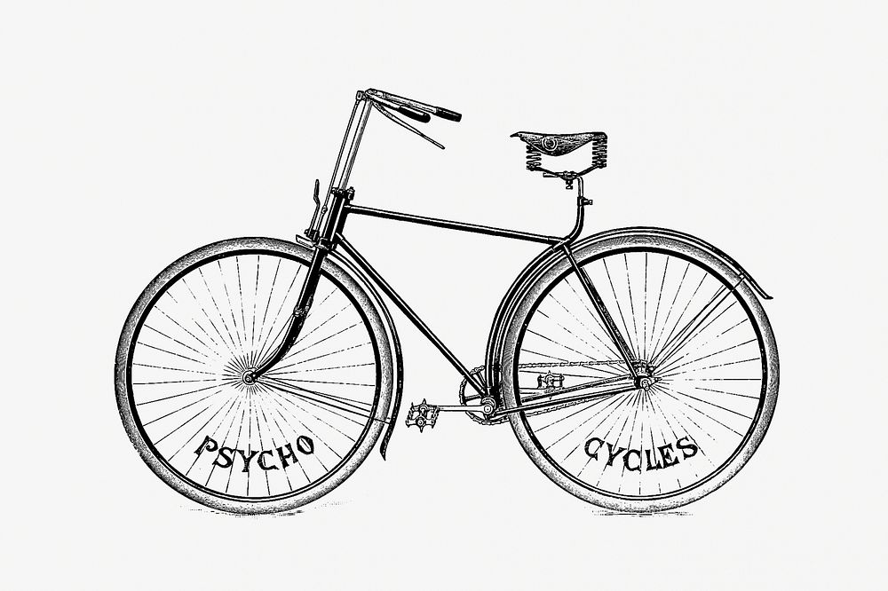 Vintage two wheel bicycle engraving | Premium PSD Illustration - rawpixel