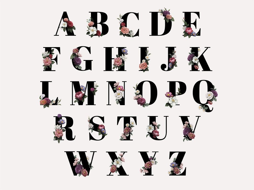 Floral Alphabet | Free Vector, PSD & PNG Letter Alphabet & Calligraphy ...