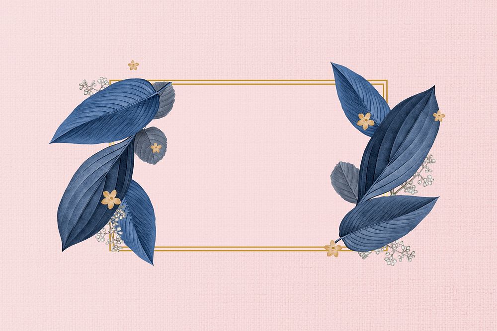 Gold rectangle frame decorated blue | Premium PSD - rawpixel