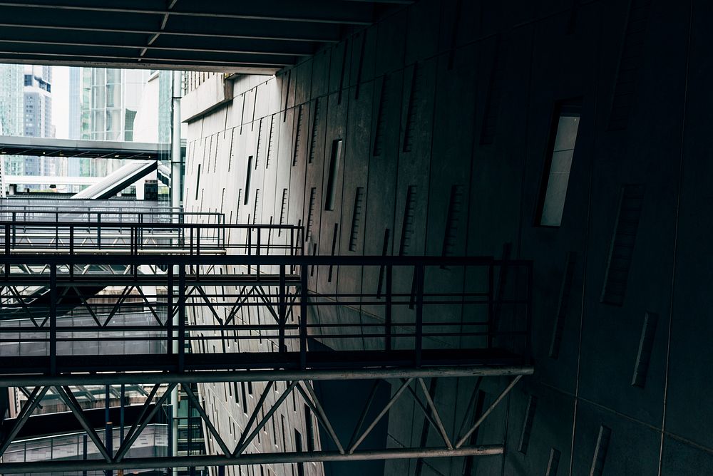 Industrial building connecting steel walkways | Free Photo - rawpixel