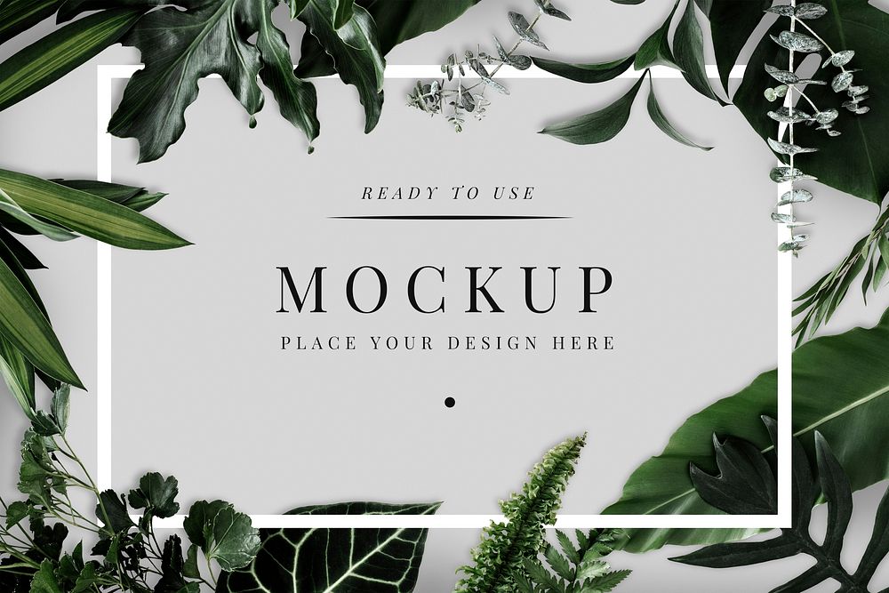 Tropical foliage design frame mockup | Premium PSD - rawpixel