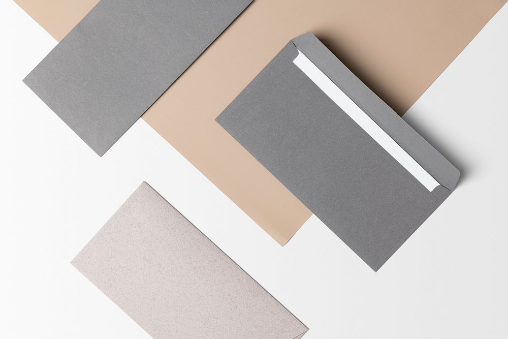 Gray envelope, flat lay design | Free Photo - rawpixel