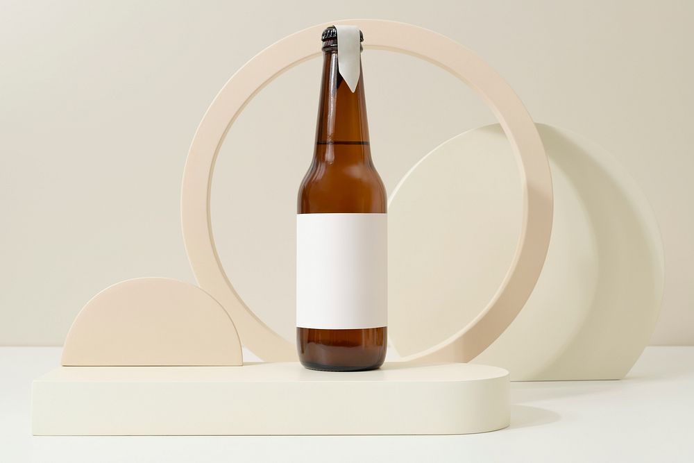 Brown glass bottle blank label, | Free Photo - rawpixel