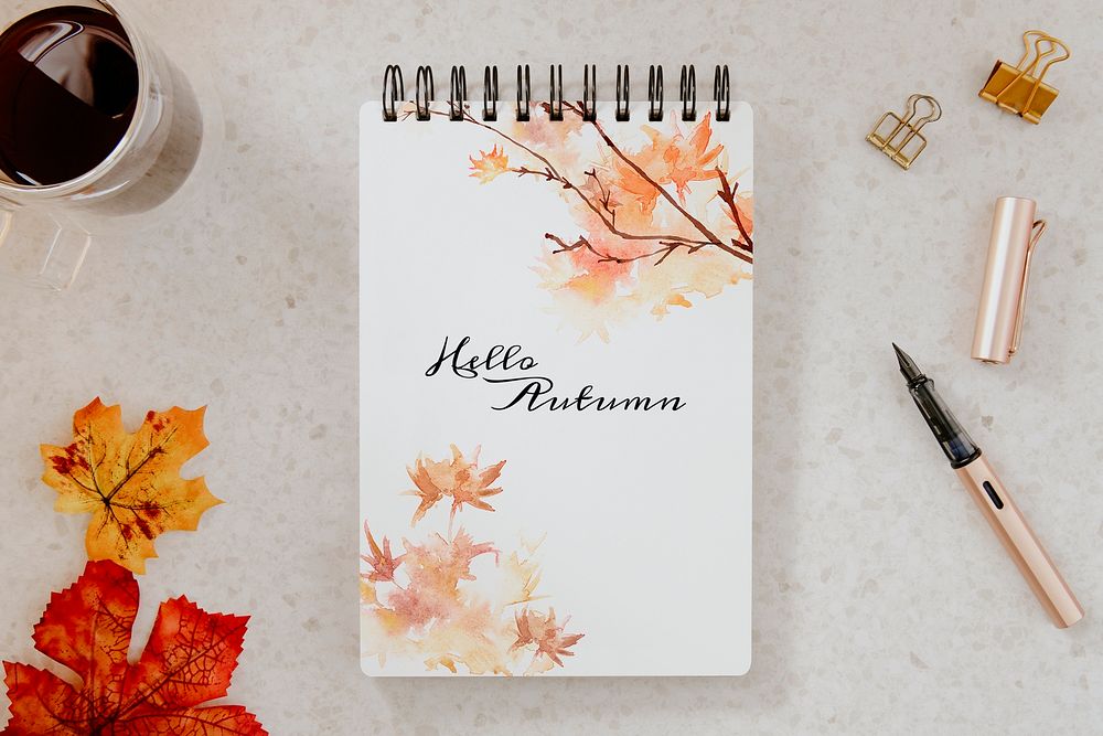 Notebook flat lay design, autumn | Free Photo - rawpixel