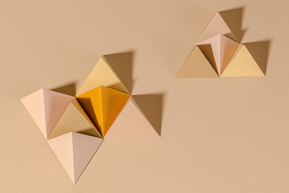 3D pyramid paper craft beige | Free Photo - rawpixel