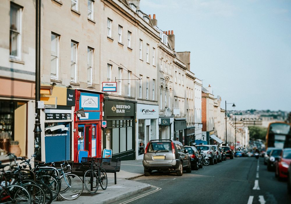 Rows of shops in a British | Free Photo - rawpixel