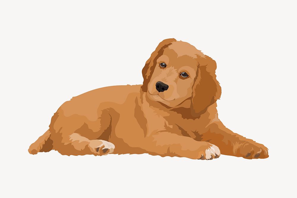 Golden retriever puppy, dog illustration | Free Photo Illustration ...