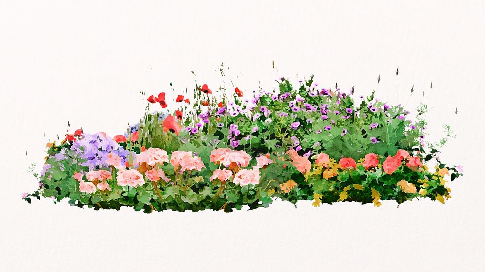 Flower bush collage element, garden | Premium PSD - rawpixel