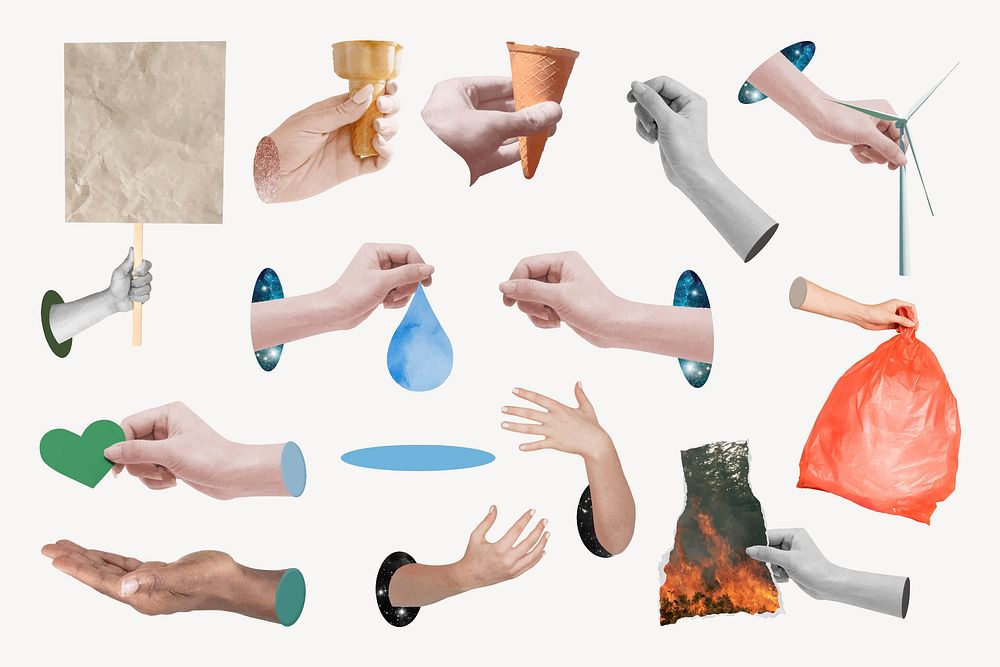 Hand holding collage element, mixed | Premium Vector - rawpixel