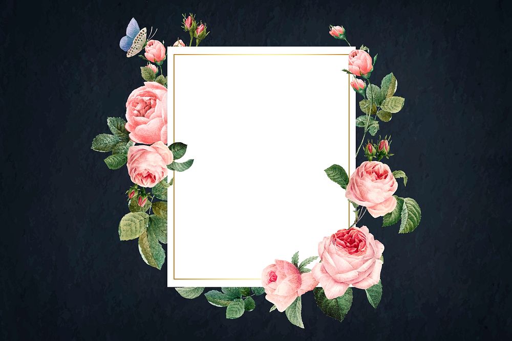 Floral rectangular frame black concrete | Premium Vector - rawpixel