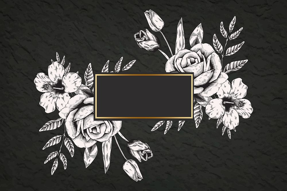 Floral frame black background vector | Premium Vector - rawpixel