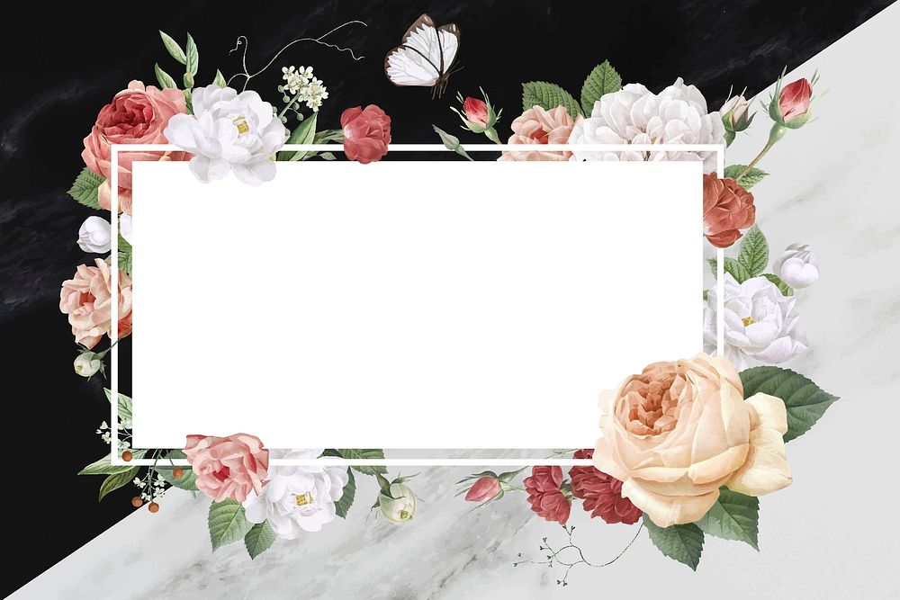 Rectangular frame decorated with roses | Free Vector - rawpixel