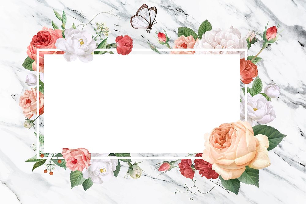 Rectangular frame decorated with roses | Free Vector - rawpixel