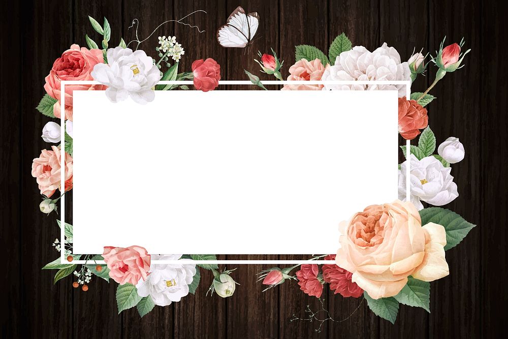 Rectangular frame decorated roses vector | Premium Vector - rawpixel