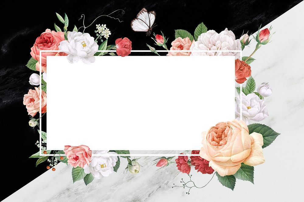 Rectangular frame decorated roses illustration | Premium PSD - rawpixel