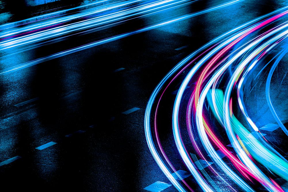 Blue light trails background, street | Premium Photo - rawpixel