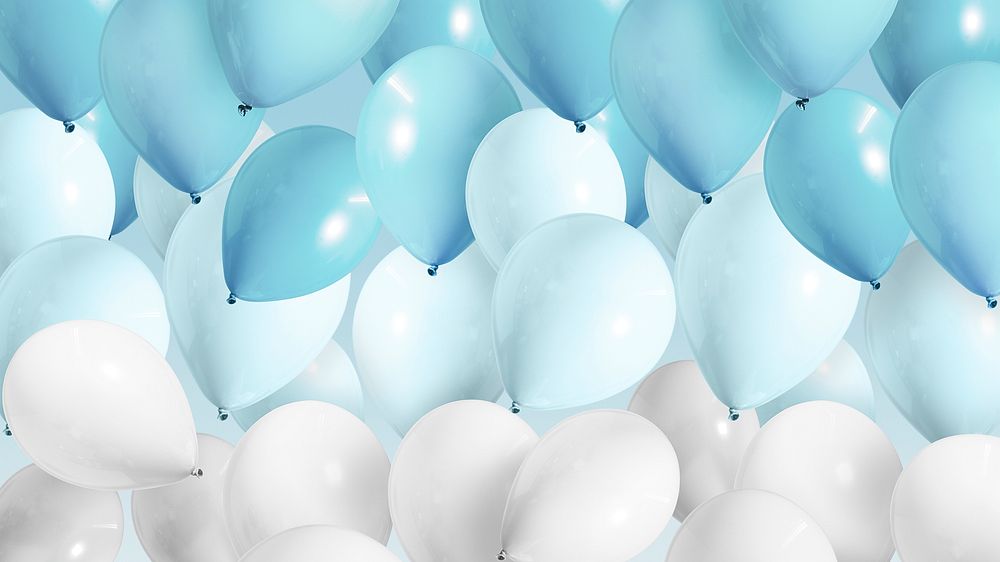 Pastel blue balloons wallpaper design | Premium PSD - rawpixel