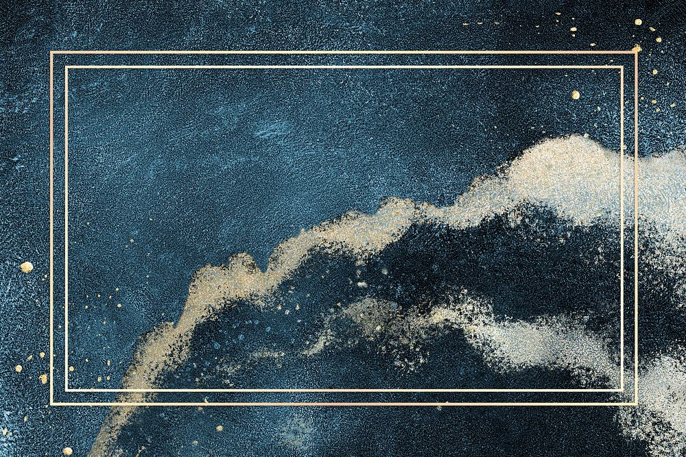 Rectangle gold frame dark blue | Premium PSD - rawpixel