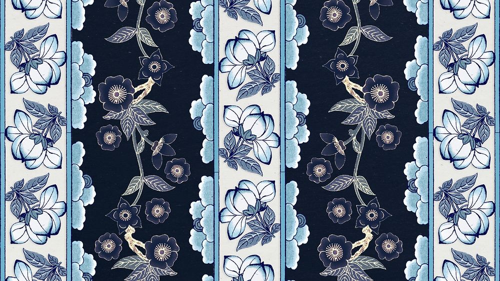 Navy blue floral patterned background | Premium PSD - rawpixel