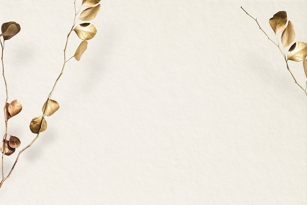 Gold branch foliage psd beige | Premium PSD - rawpixel