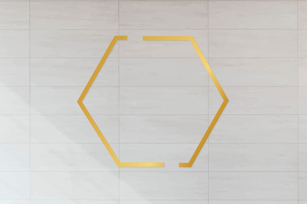 Golden framed hexagon on a tiled | Free Vector - rawpixel