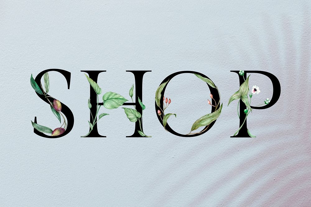 Shop word floral font decorated | Free Photo - rawpixel