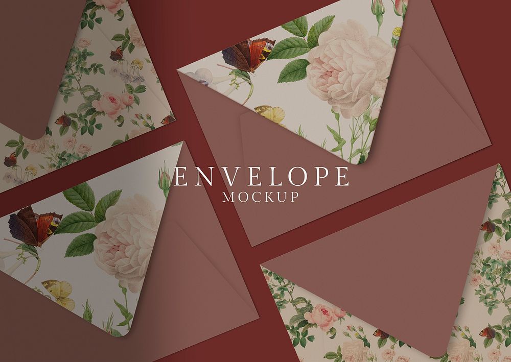 Floral invitation card envelope mockup | Premium PSD - rawpixel