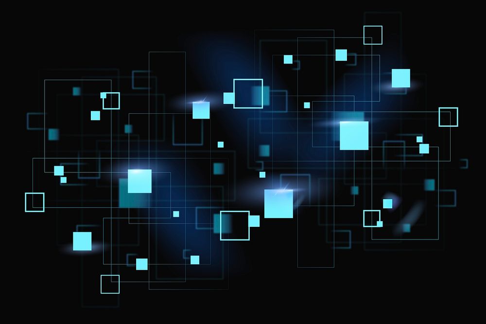 Blue neon geometric shapes psd | Premium PSD - rawpixel