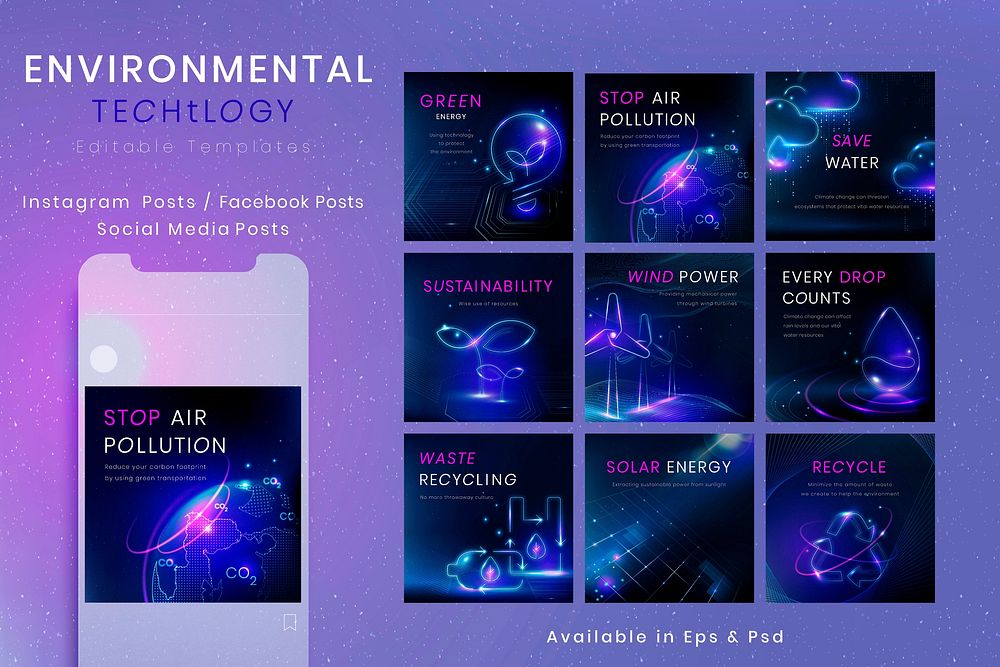 Environmental technology editable template vector | Premium Vector ...
