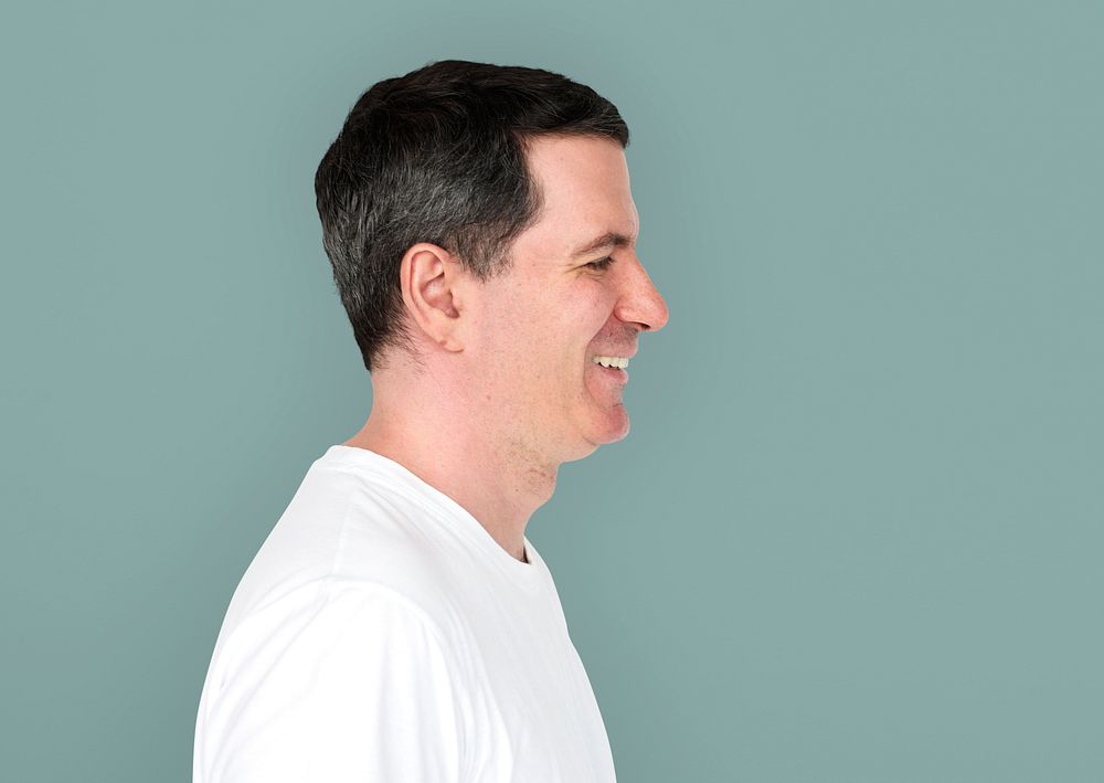 Caucasian Man Smiling Happy Side | Premium Photo - rawpixel