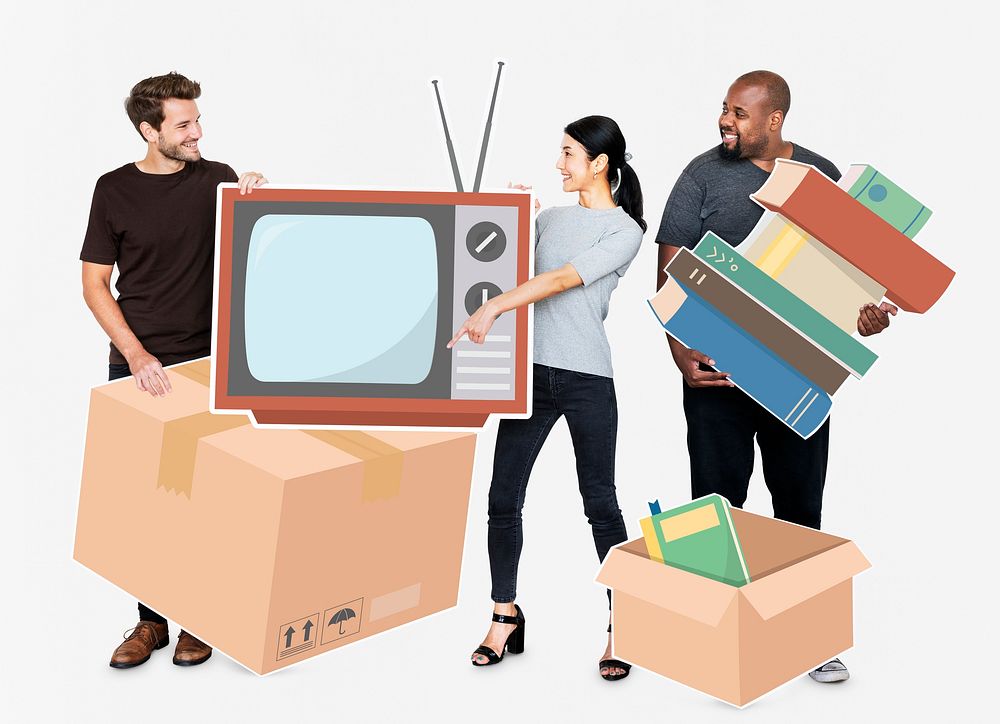 People moving stuff to new | Premium PSD - rawpixel