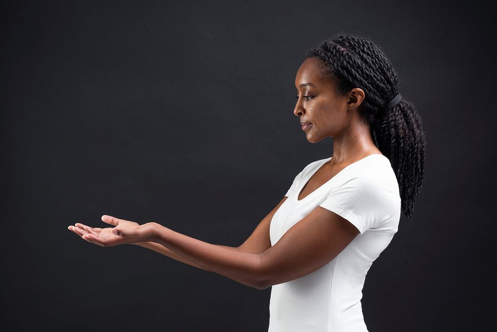 Woman with receiving hand gesture | Premium Photo - rawpixel