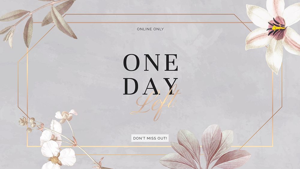 Floral One Day Left advertisement | Premium Vector Template - rawpixel