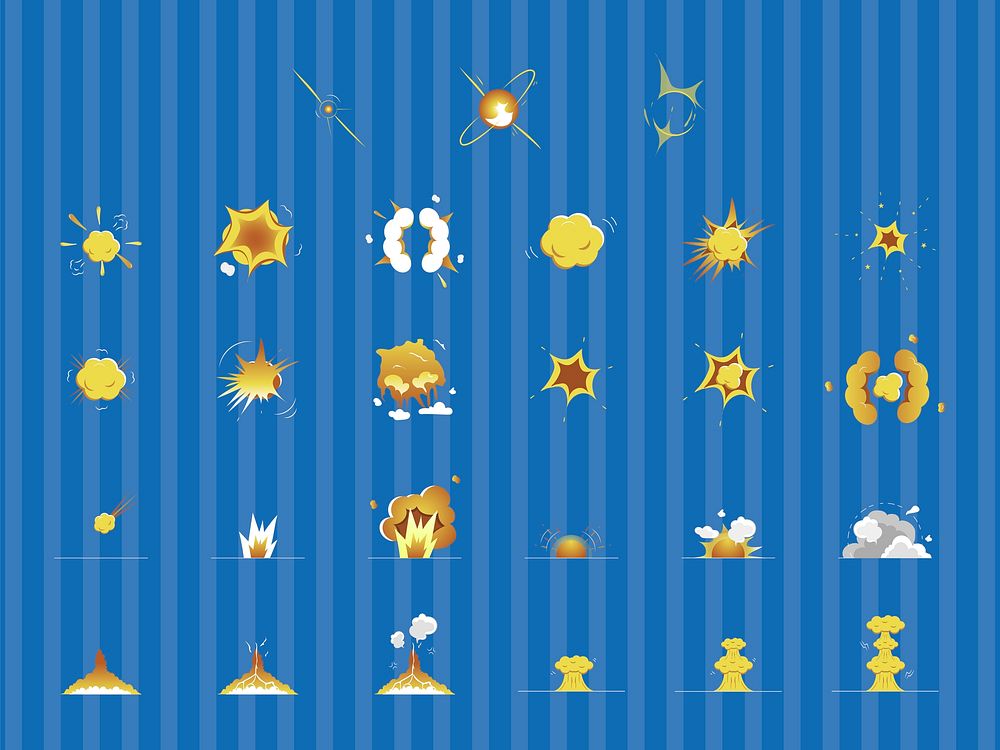 Set explosion and bang icons | Free Vector - rawpixel
