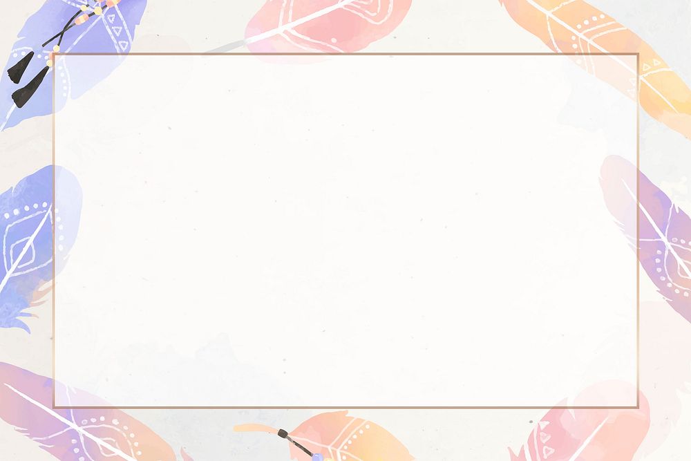 Watercolor feather frame vector Boho | Premium Vector - rawpixel