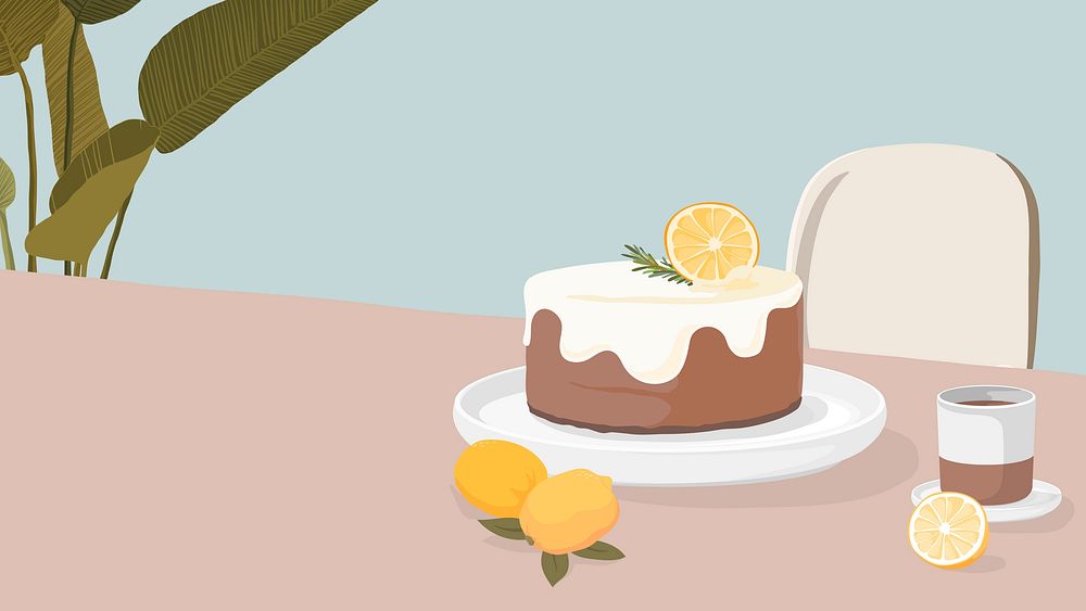 Lemon cake computer wallpaper, food | Free Photo Illustration - rawpixel