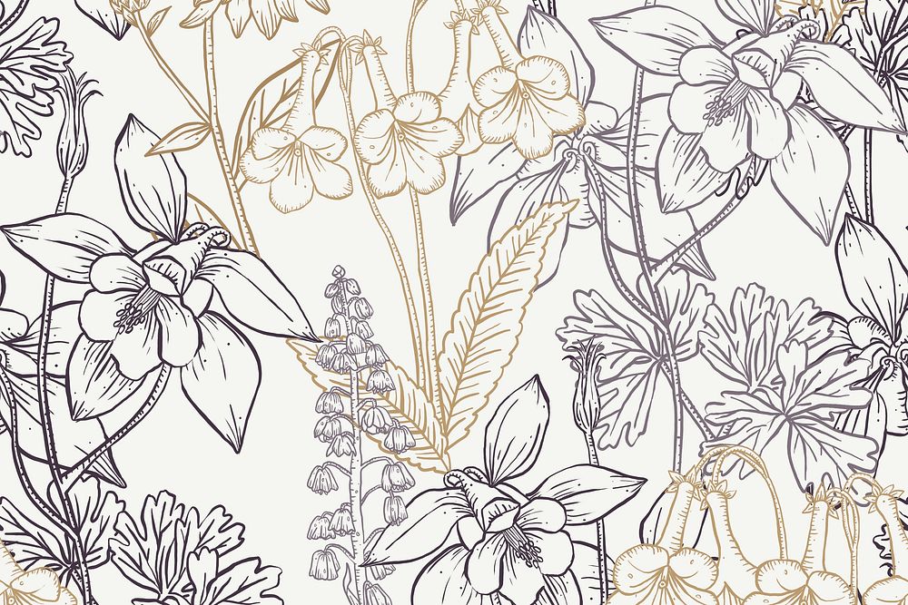 Floral line art background, neutral | Free Photo Illustration - rawpixel