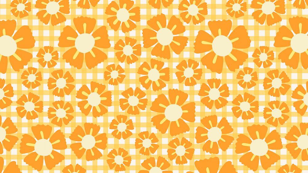 Orange floral computer wallpaper, spring | Free Photo - rawpixel