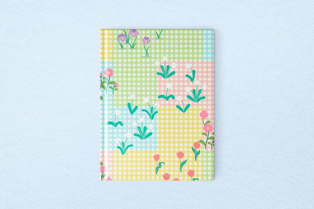 Aesthetic floral notebook, colorful gingham | Free Photo - rawpixel