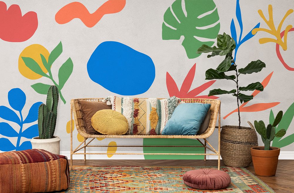 Colorful wall, cute living room | Free Photo - rawpixel