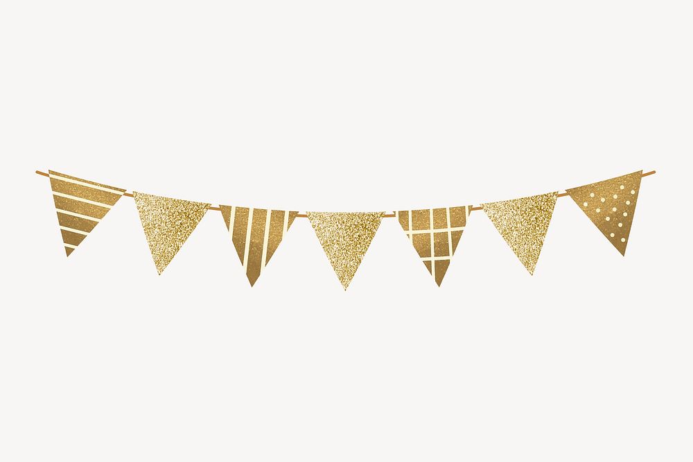 Gold party flag decoration element | Premium PSD - rawpixel