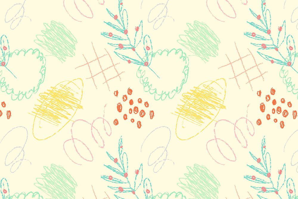 Cute crayon seamless pattern, colorful | Free PSD - rawpixel