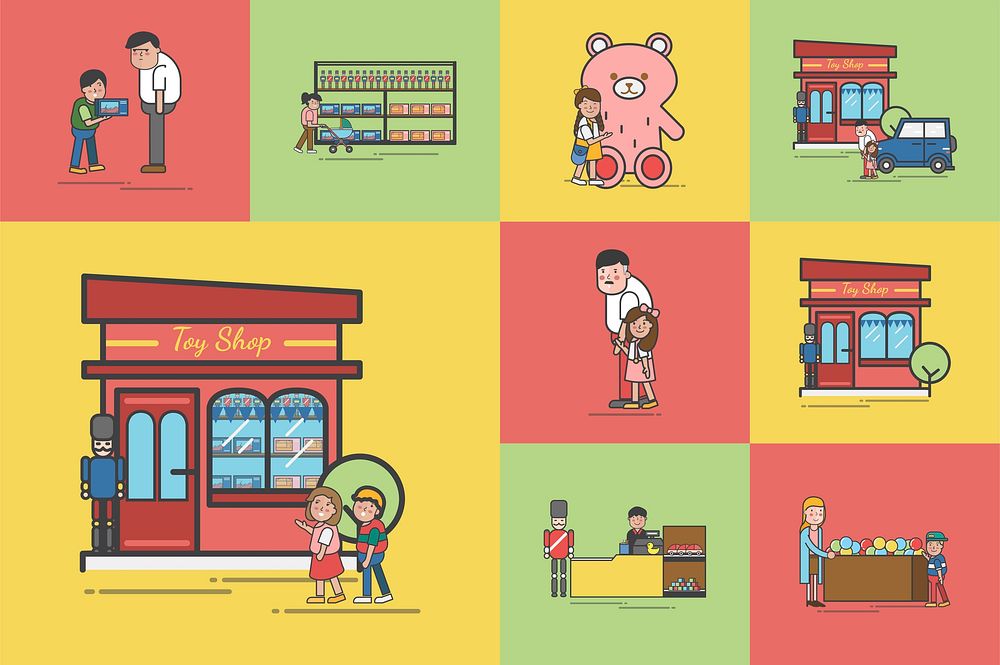 Illustration toy store vector set | Premium Vector - rawpixel