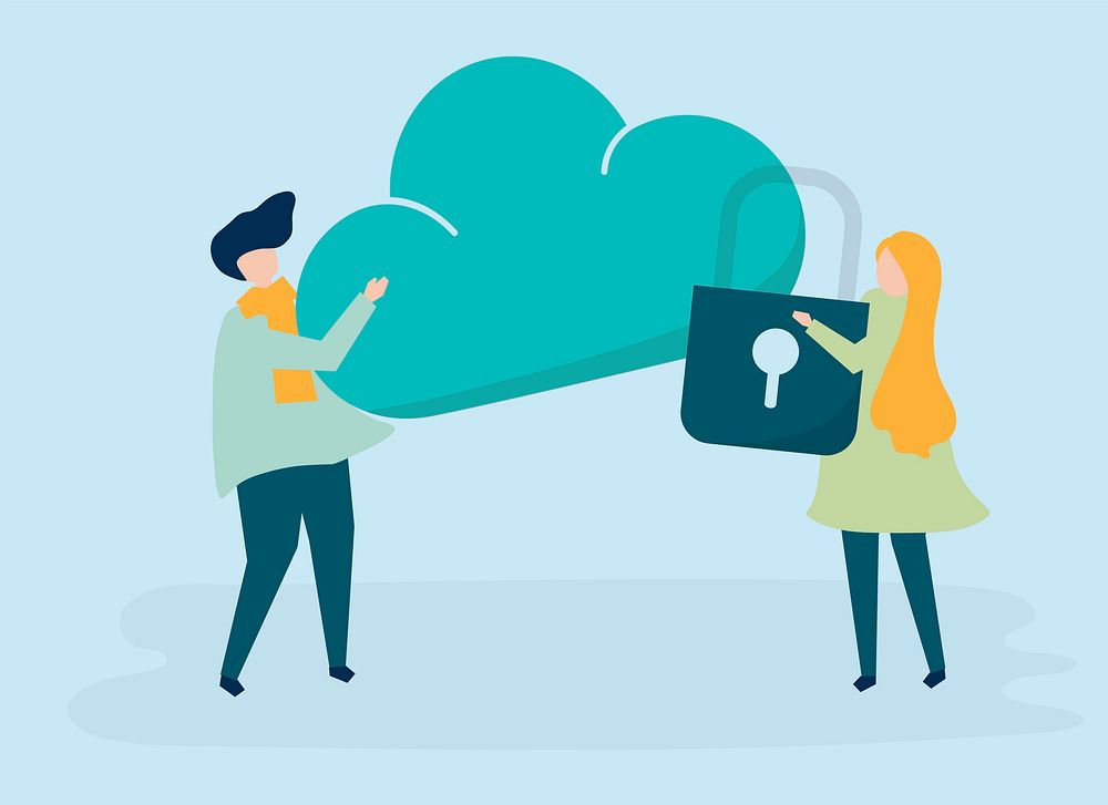 Characters couple and cloud security | Premium Vector - rawpixel