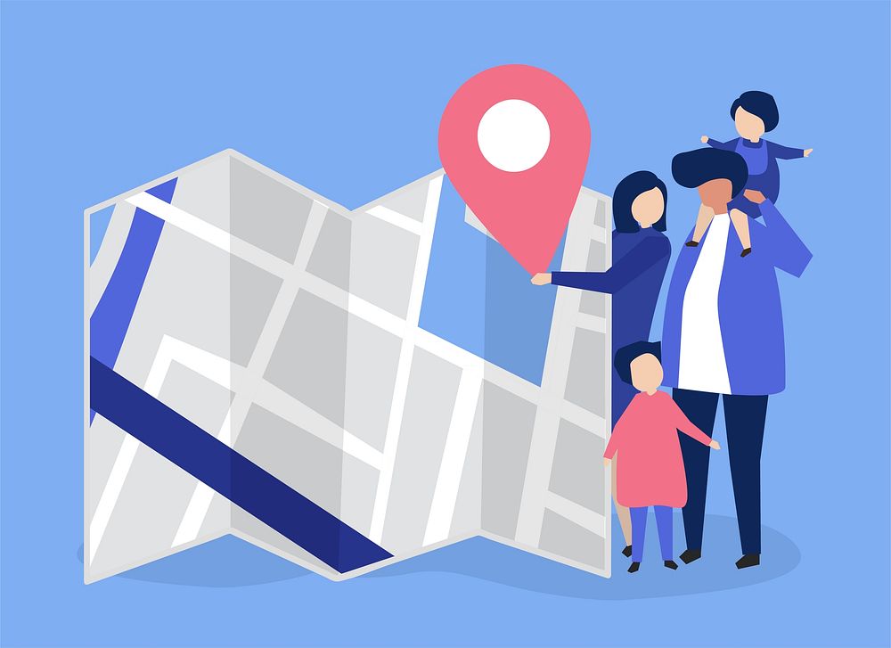 Characters family map and GPS | Premium Vector - rawpixel